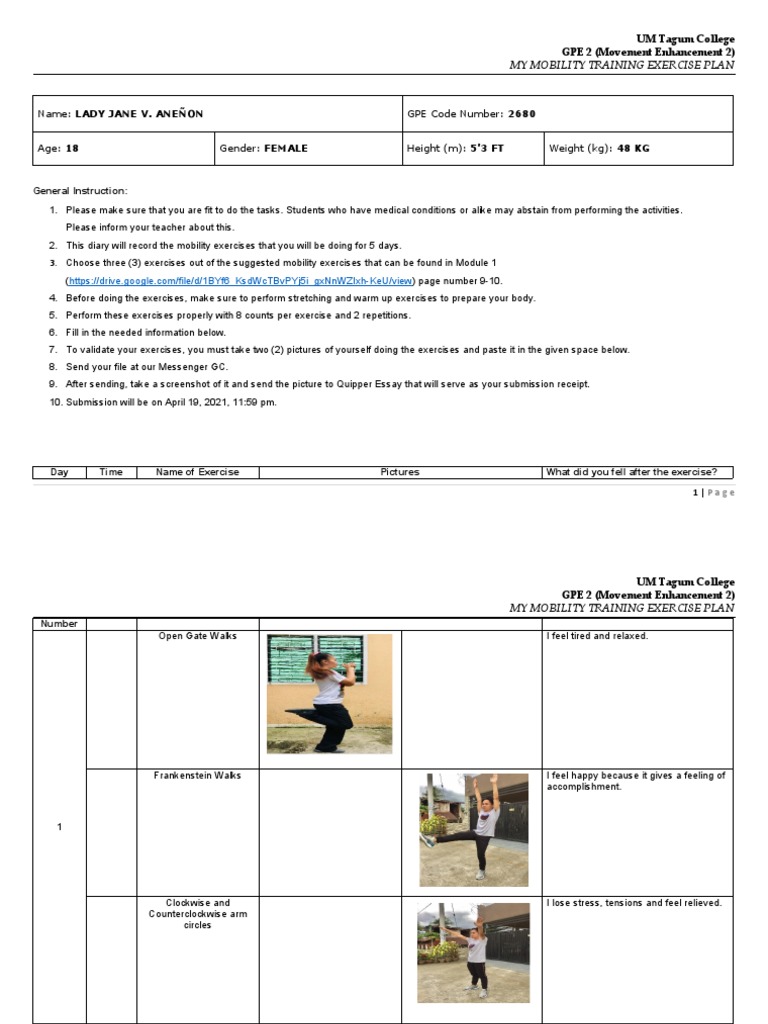 Mobility Training Plan | PDF | Human Nature