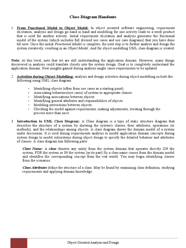 Class Diagram Handouts | PDF | Class (Computer Programming ...