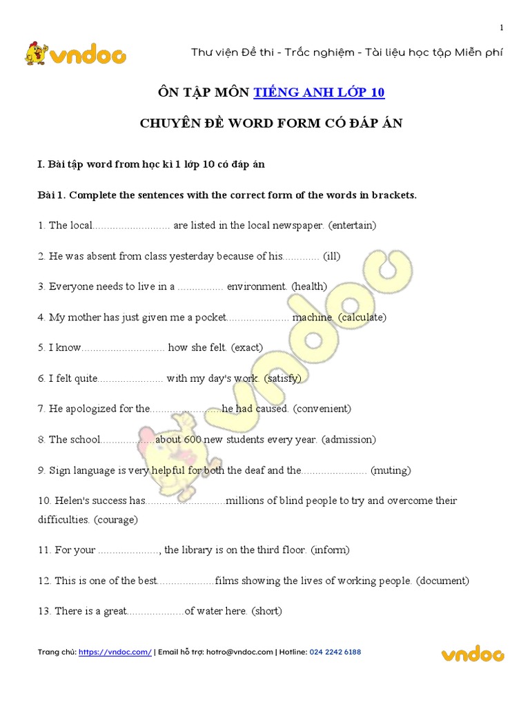 Word Form Practice | PDF