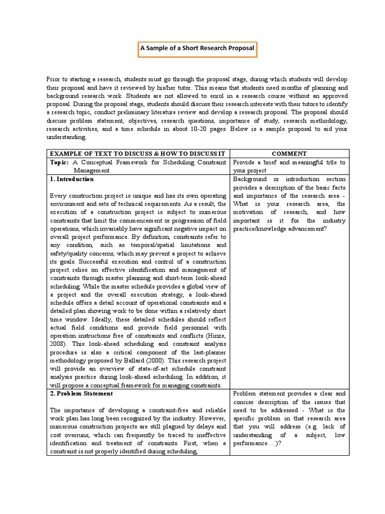 Week 2 - A Sample of A Short Research Proposal | PDF | Goal | System
