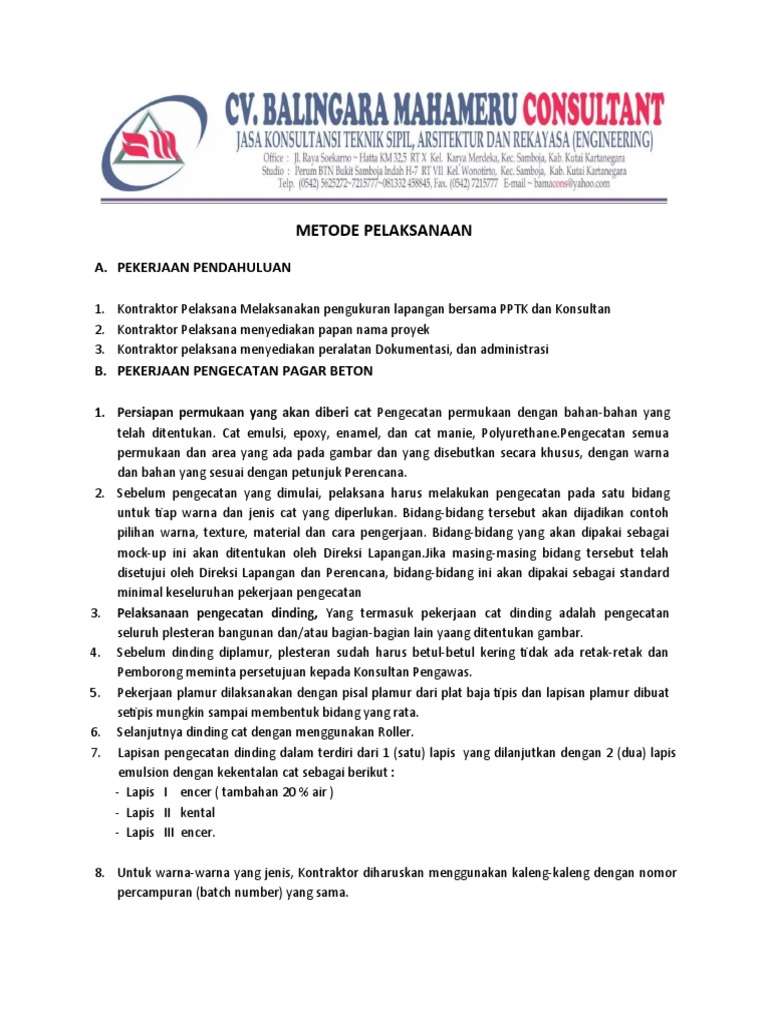 Metode Pelaksanaan Pengecatan | PDF
