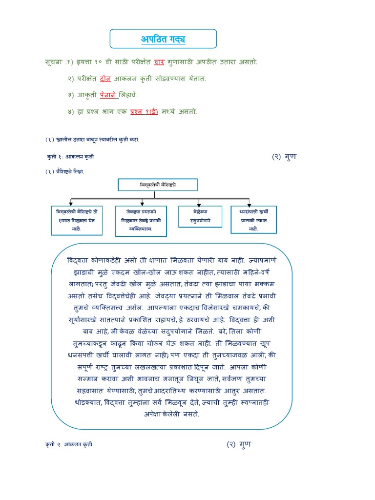 अपठीत उतारा-1 | PDF