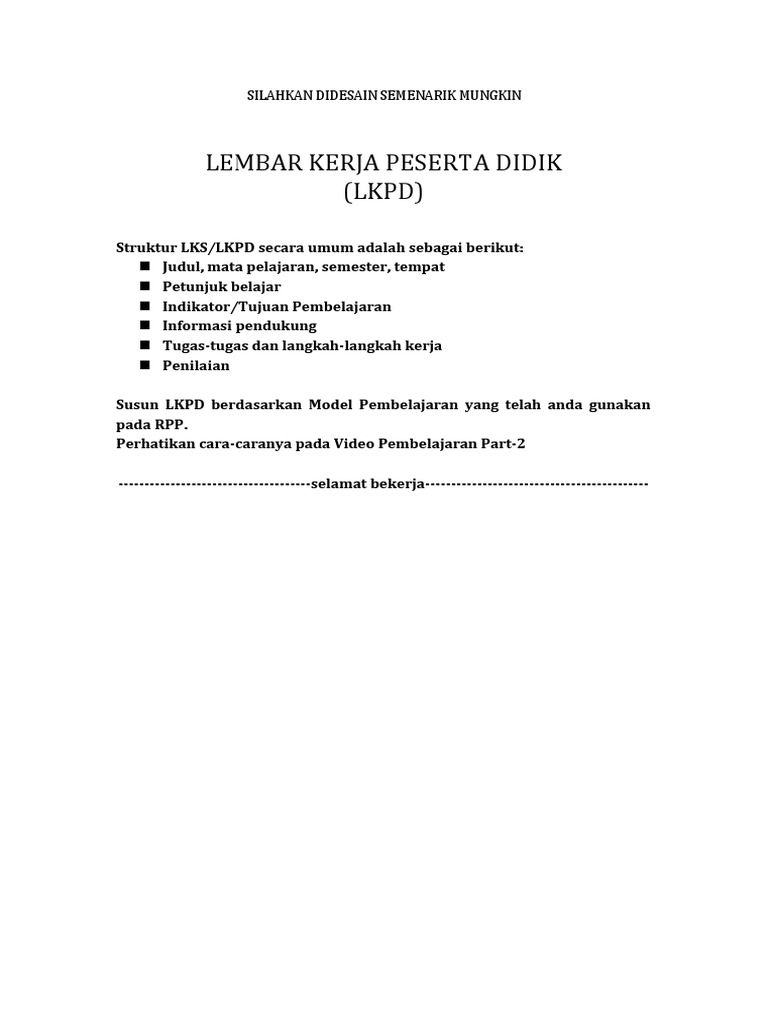 Template Penyusunan LKPD | PDF