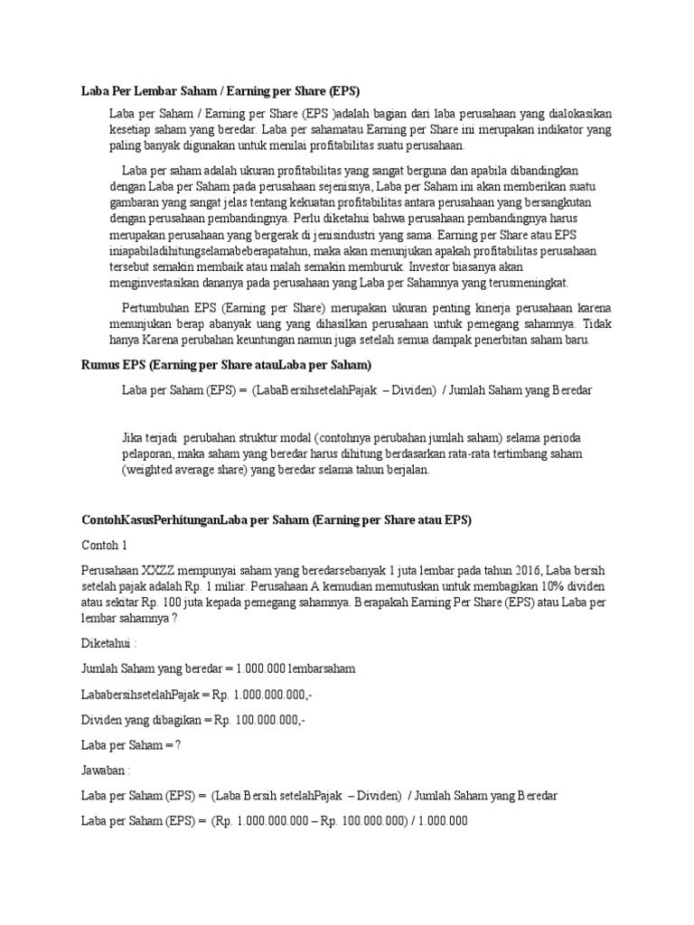 Optimalkan Laba per Saham (EPS) | PDF