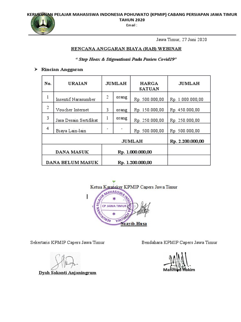 Contoh RAB DANA | PDF