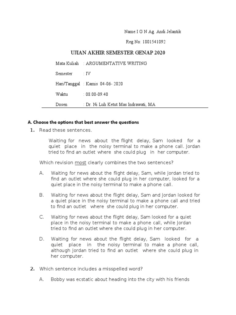 Andi Jelantik - Argumentative Writing Final Test | PDF | Cannabis (Drug ...