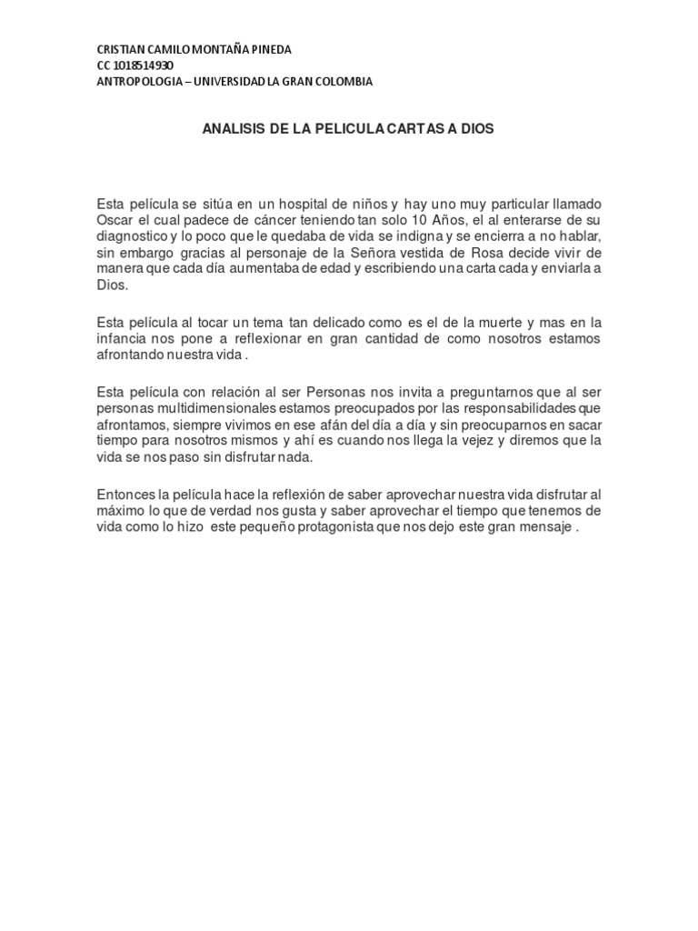 Reflexiones sobre "Cartas a Dios" | PDF