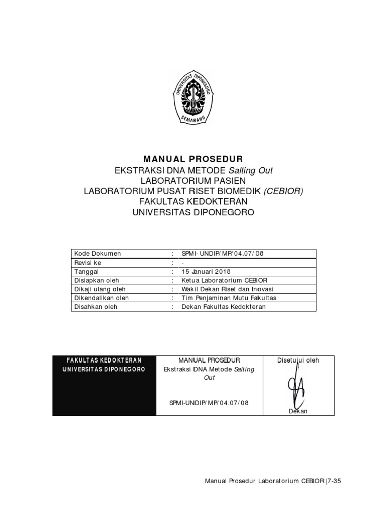 Prosedur Ekstraksi DNA Salting Out | PDF