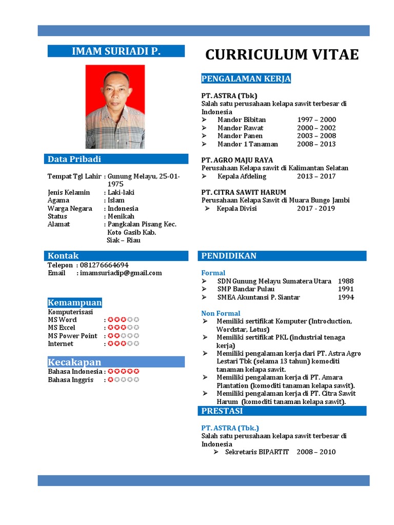 CV Imam Suriadi P | PDF