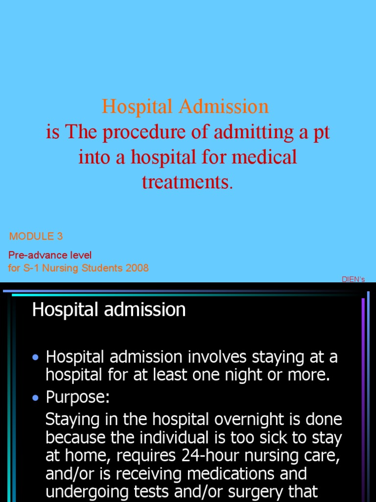 Hospital Admission Process for Nursing Students | PDF | General ...