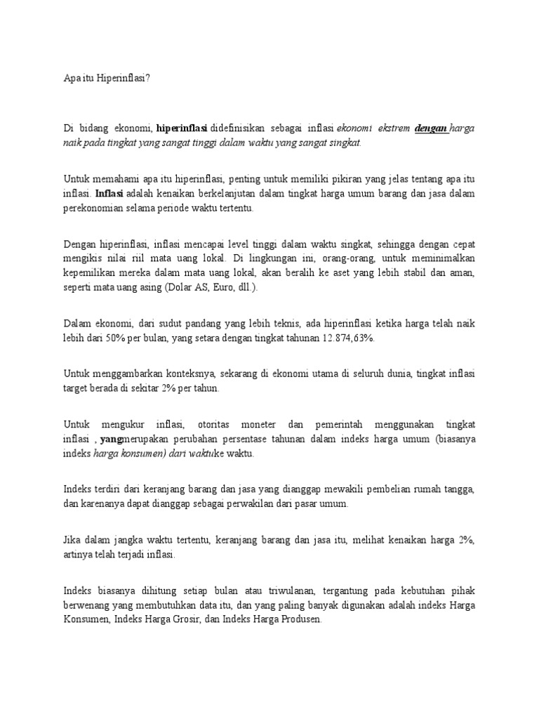 Apa Itu Hiperinflasi | PDF