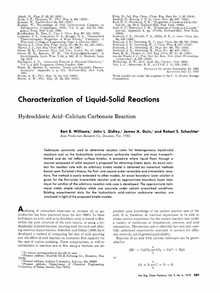 Charaterization of Liquid Solid Reaction | PDF | Acid | Chemical Reactions