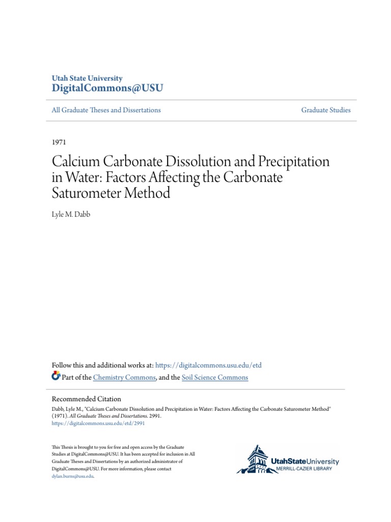 Calcium Carbonate Dissolution and Precipitation in Water - Factors ...