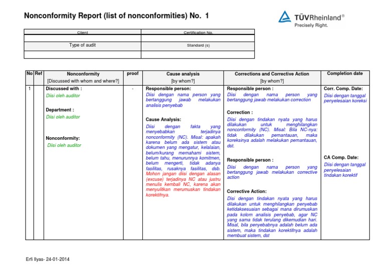 NCR (Petunjuk Pengisian) | PDF