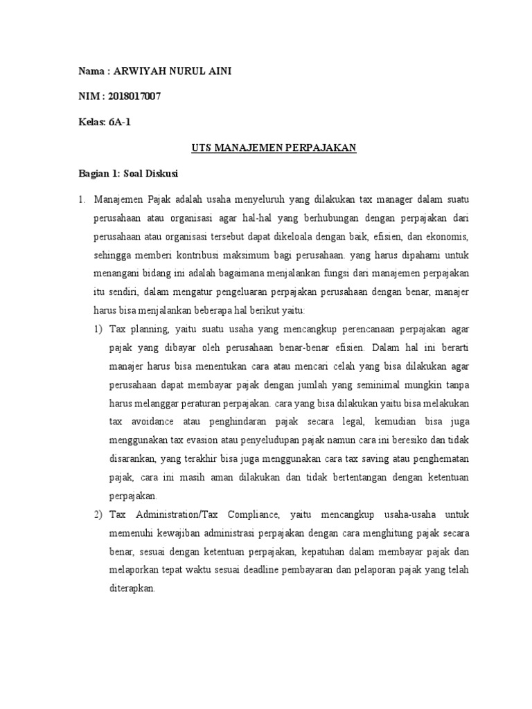 Soal UTS MANAJEMEN PERPAJAKAN | PDF