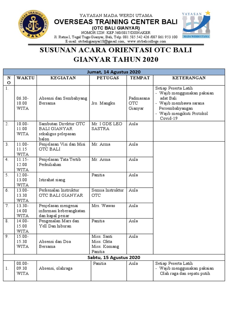 Orientasi Otc Bali Gianyar | PDF