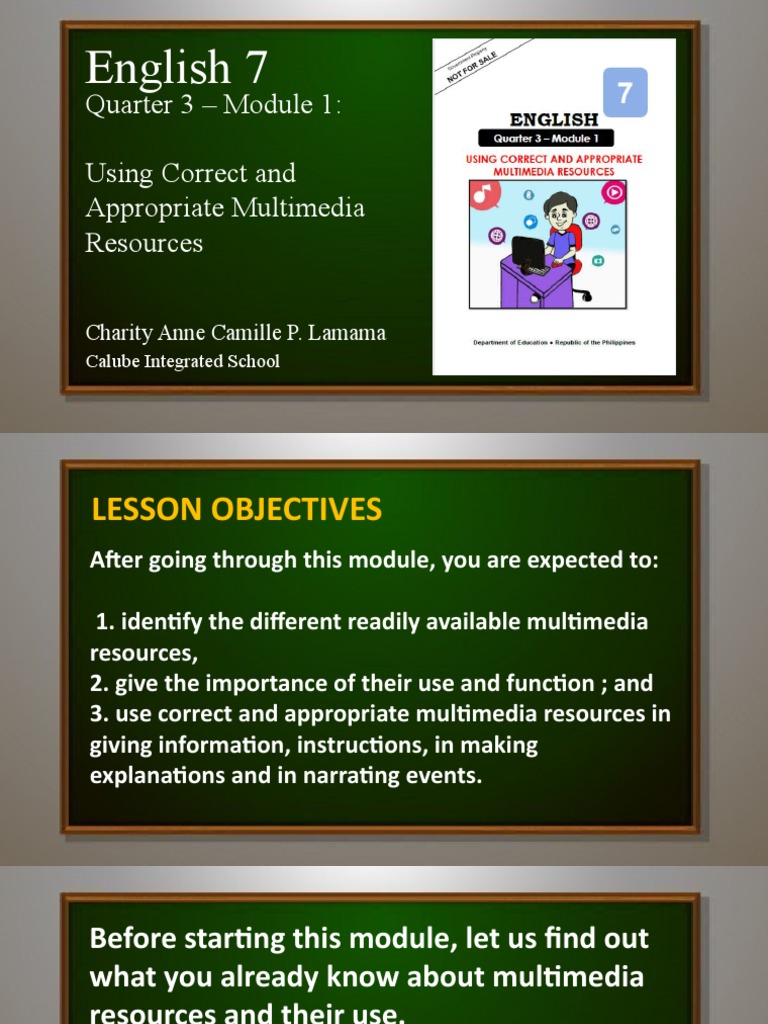 English 7: Quarter 3 - Module 1: Using Correct and Appropriate ...