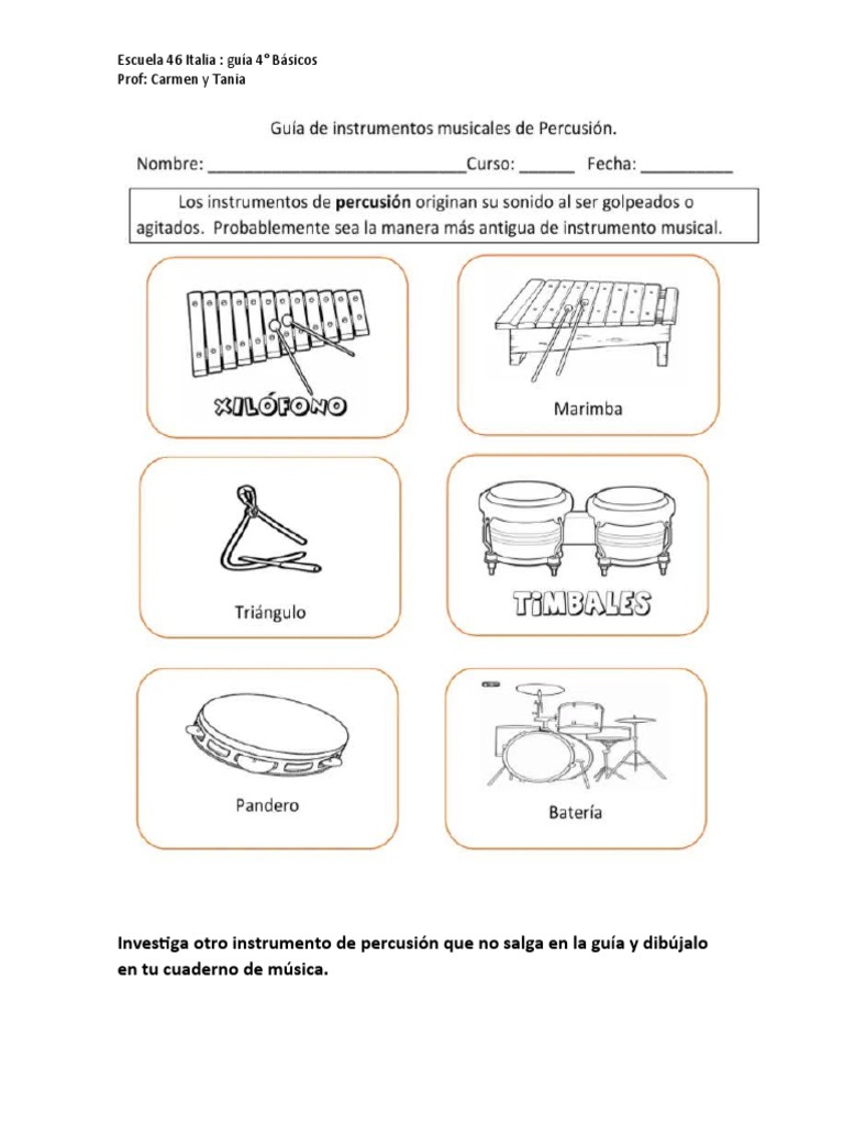 Guía N°2 Instrumentos de Percusión | PDF