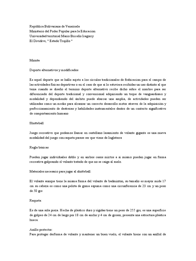 Deportes Alternativo y Modificado | PDF | Juegos de pelota | Juegos ...