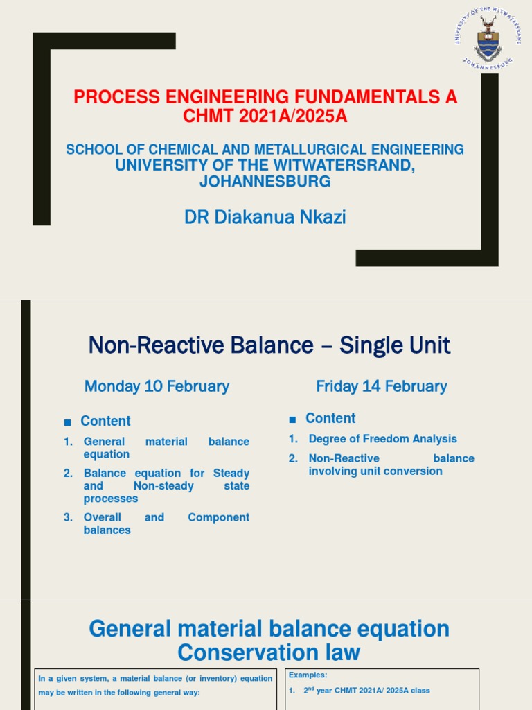 Process Engineering Fundamentals A Topic 2 14 Feb 2020 | PDF | Mole (Unit) | Steady State