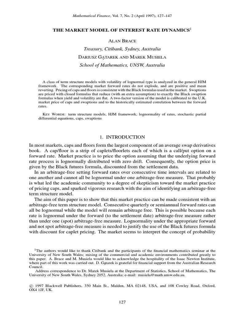 The Market Model of Interest Dynamics | Download Free PDF | Option ...
