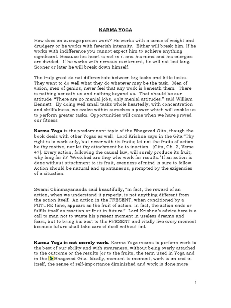 Karma Yoga | PDF | Bhagavad Gita | Religion And Belief