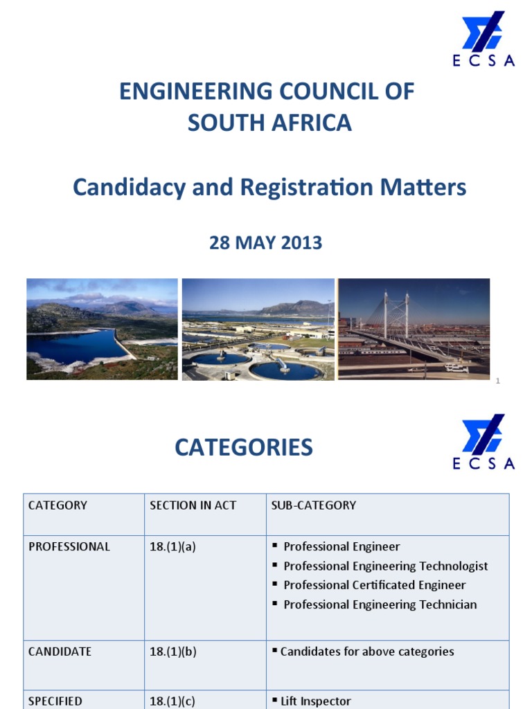 Engineering Council of South Africa Candidacy and Registration Matters ...