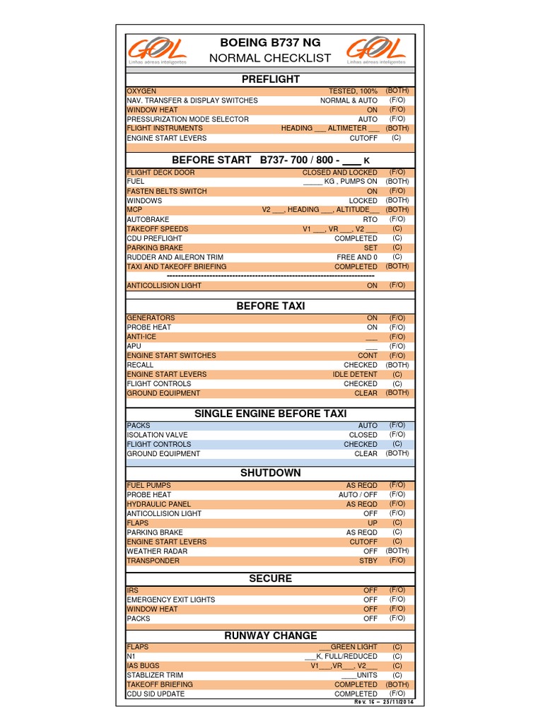 Rev16 Normal Checklist | PDF | Vehicle Parts | Aerospace Rev16 Normal Checklist | PDF | Vehicle Parts | Aerospace