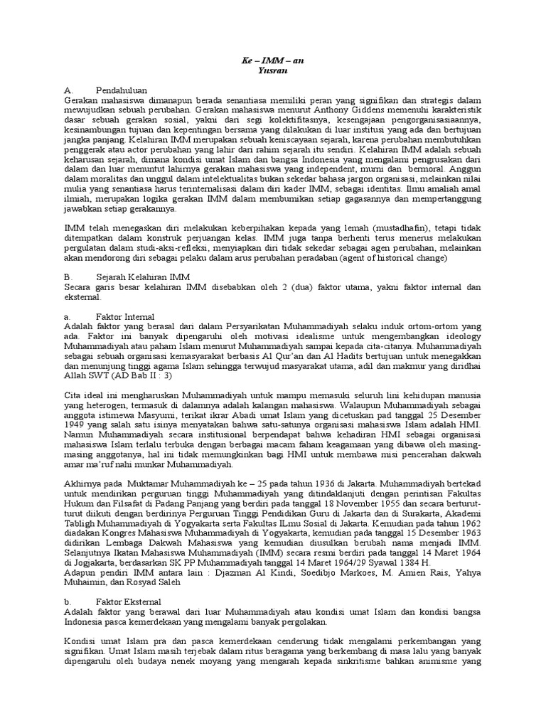 Sejarah dan Identitas IMM | PDF | Politik