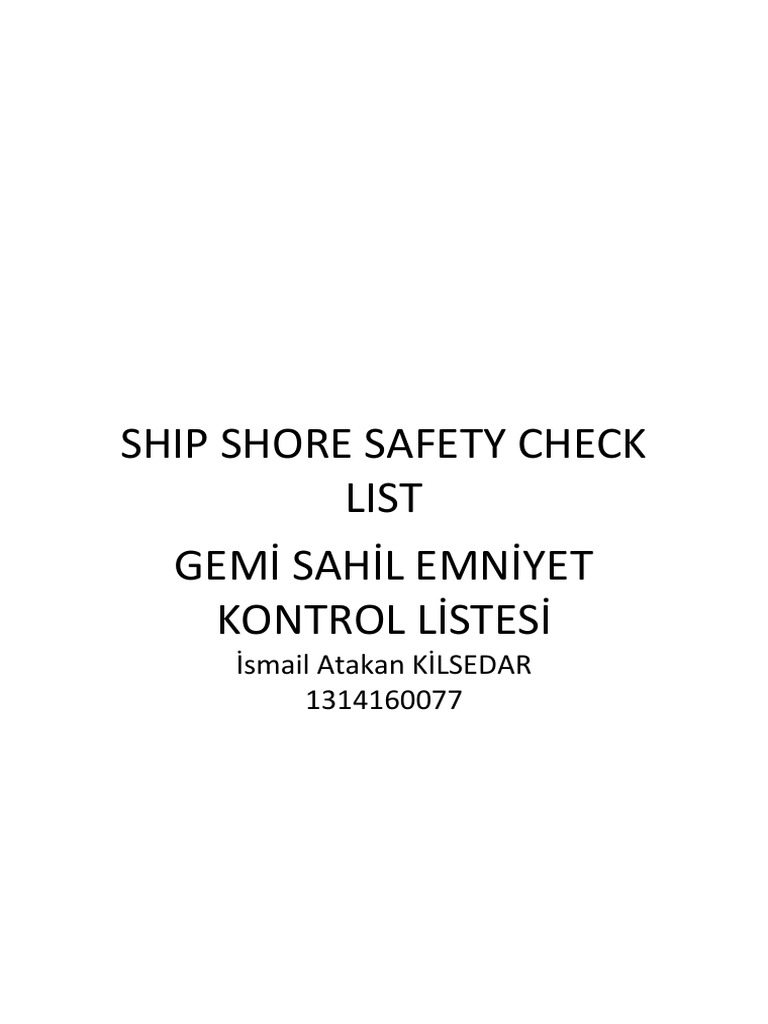 Ship Shore Safety Check List | PDF