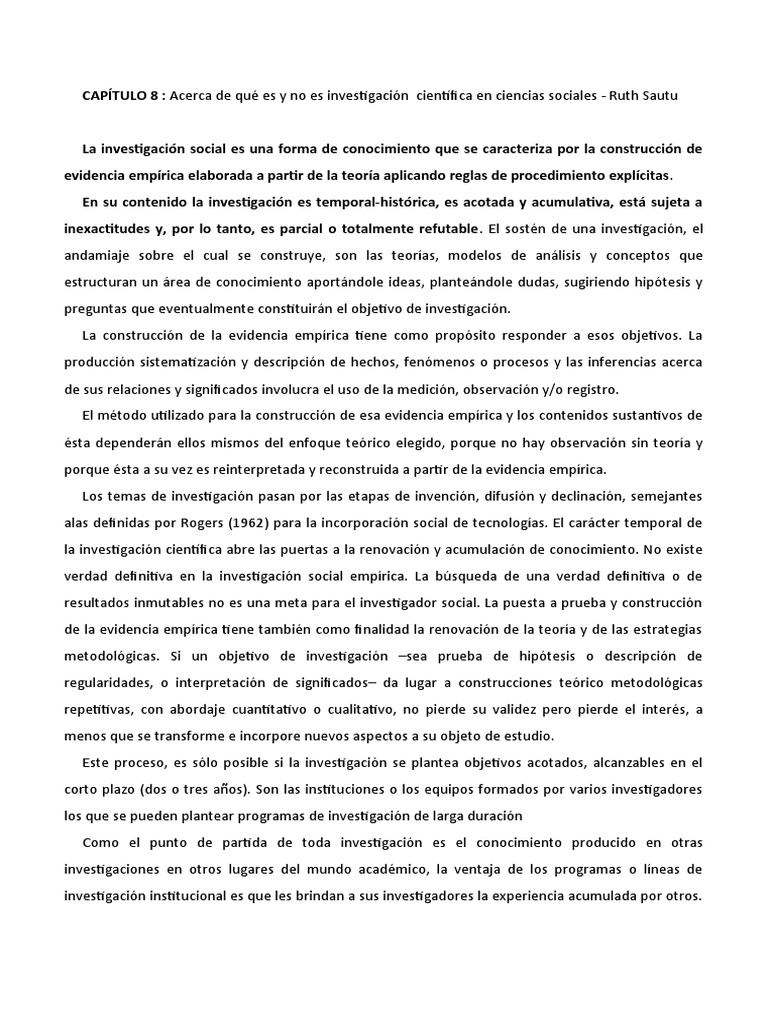 Ruth Sautu - Eje 1 | PDF | Teoría | Empirismo
