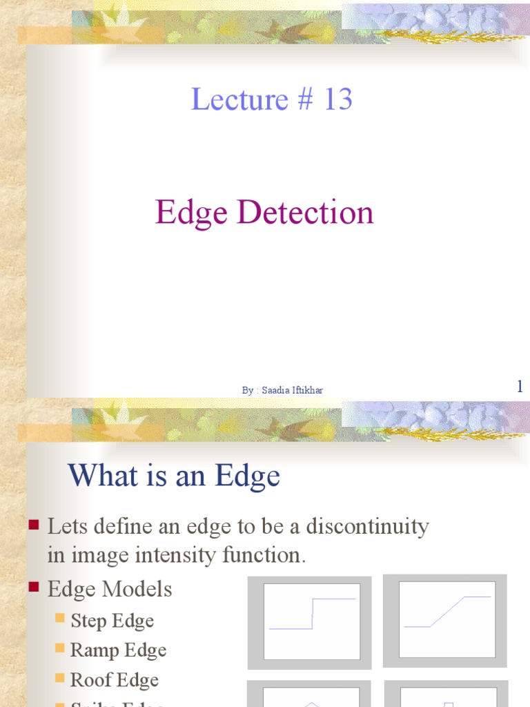Lec 12 Edge Detection | PDF | Multidimensional Signal Processing | Derivative