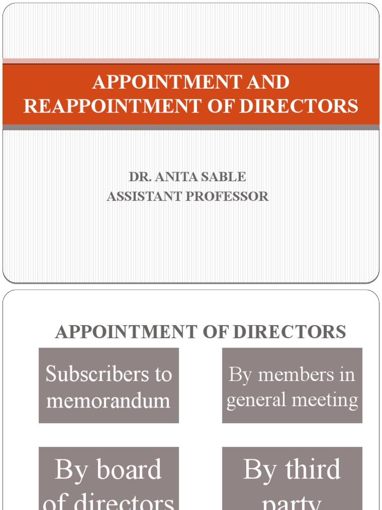 Appointment and Reappointment of Directors | PDF | Board Of Directors ...