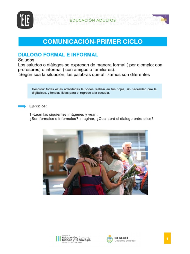 Dialogo formal e informal: Saludos y expresiones | PDF