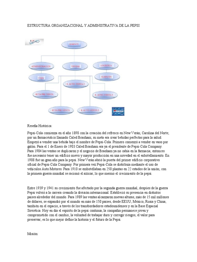 Estructura Organizacional y Administrativa de La Pepsi | PDF | Pepsi ...