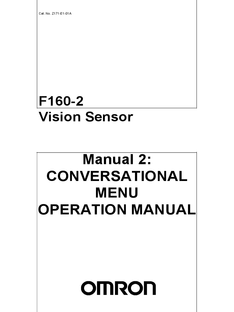 F160-2 Vision Sensor: Manual 2: Conversational Menu Operation Manual ...