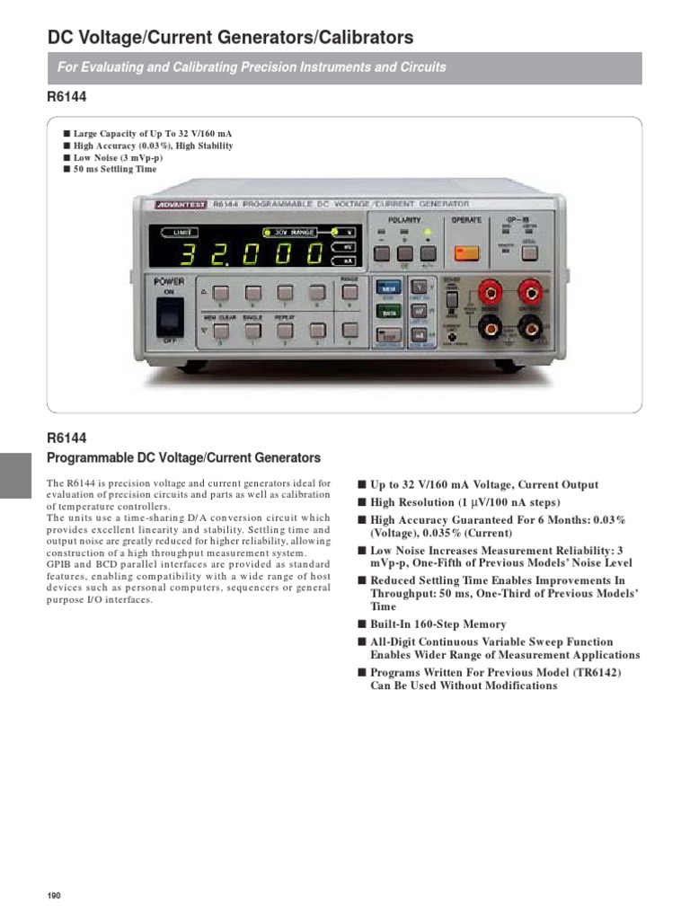 DC Voltage/Current Generators/Calibrators: For Evaluating and ...