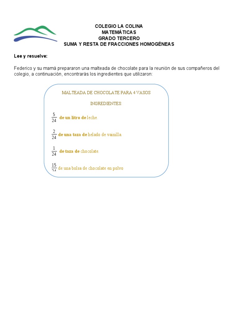 Suma y Resta de Fracciones Homogéneas | PDF