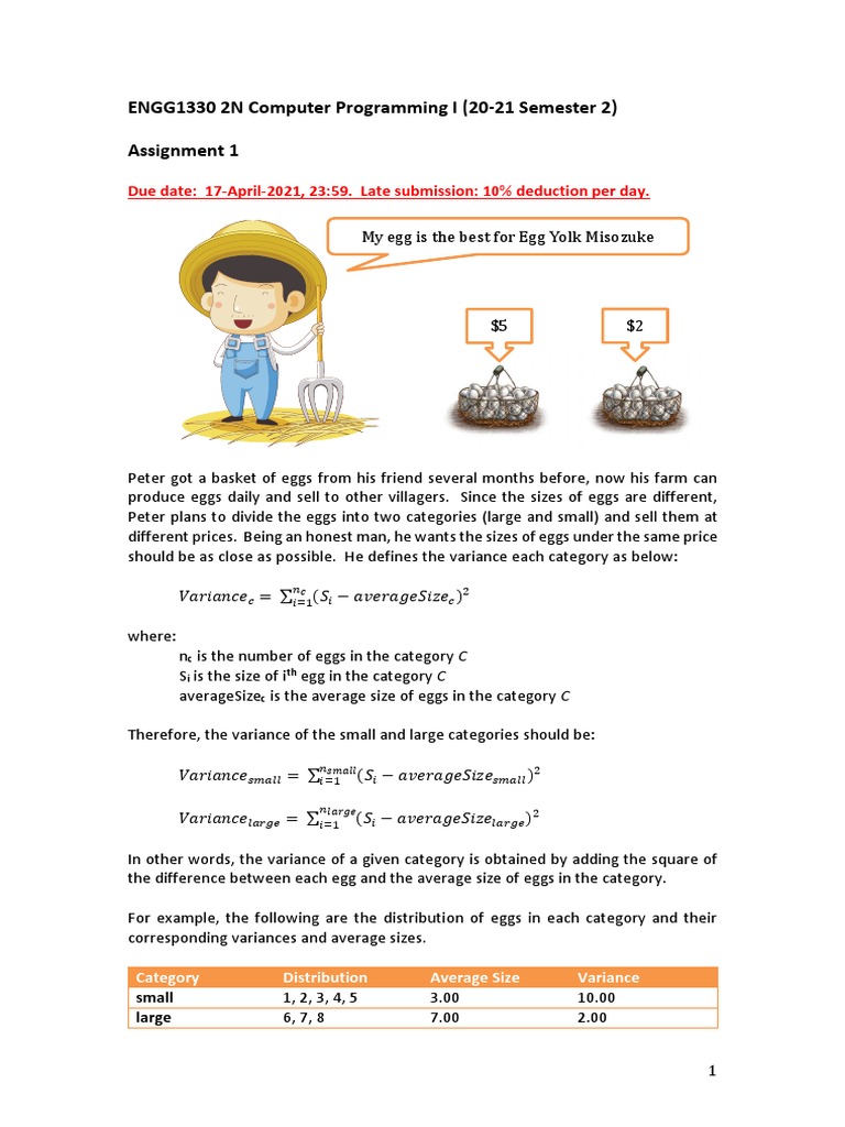 ENGG1330 2N Computer Programming I (20-21 Semester 2) Assignment 1 | PDF | Variance | String ...
