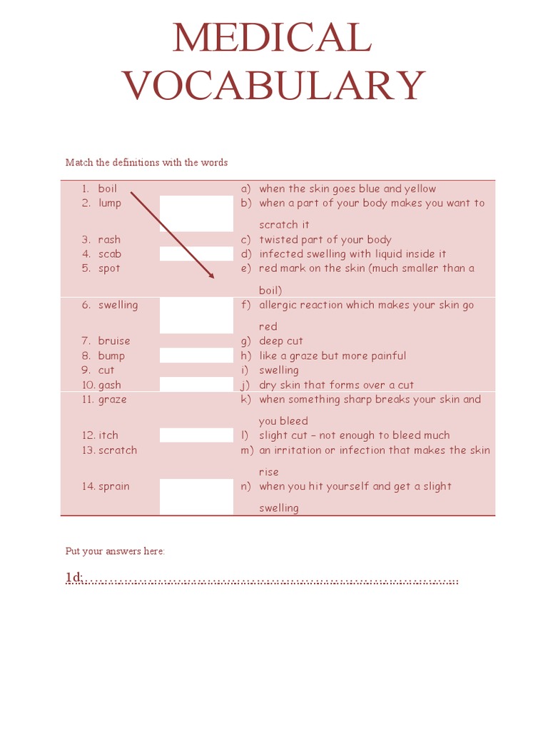 Medical Vocabulary Fun Activities Games 269021 | PDF | Young Adult