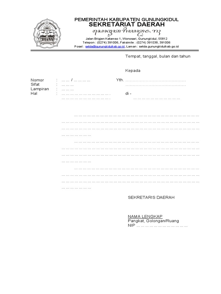 Surat Biasa Kop Setda | PDF