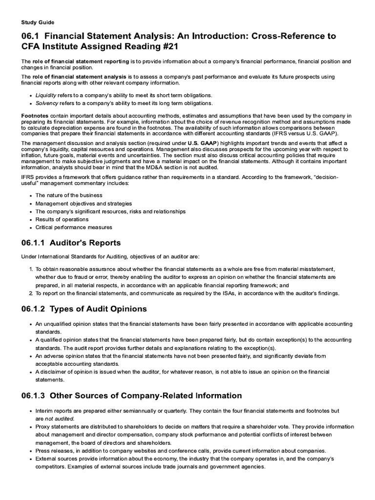 Financial Reporting and Analysis - An Introduction | PDF