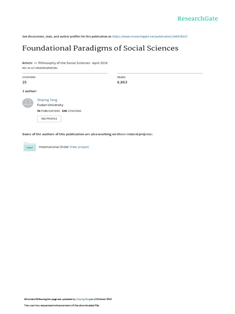 Foundational Paradigms of Social Sciences | PDF | Paradigm | Ontology