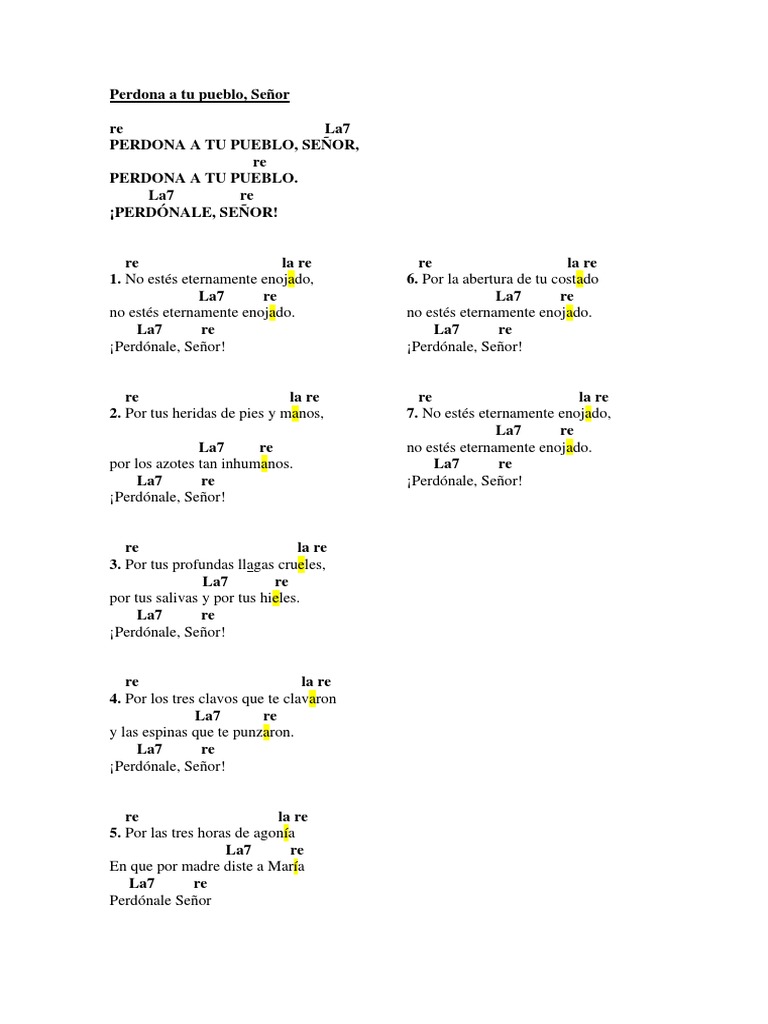 Letra y acordes: Perdona a tu pueblo | PDF