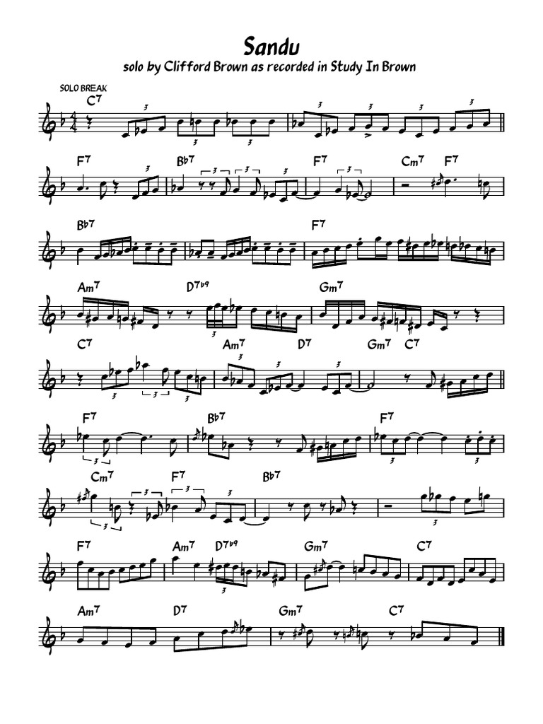 Sandu: Solo by Clifford Brown As Recorded in Study in Brown | PDF