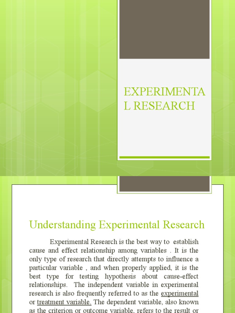 Experimental Research | PDF | Sampling (Statistics) | Experiment