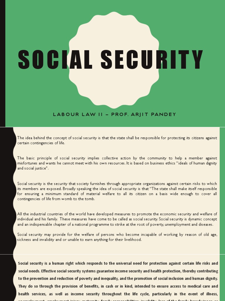 Social Security - Notes | Download Free PDF | Welfare | Employment