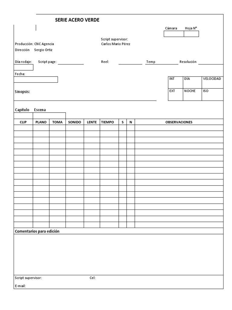 Formato Script Rodaje AV | PDF
