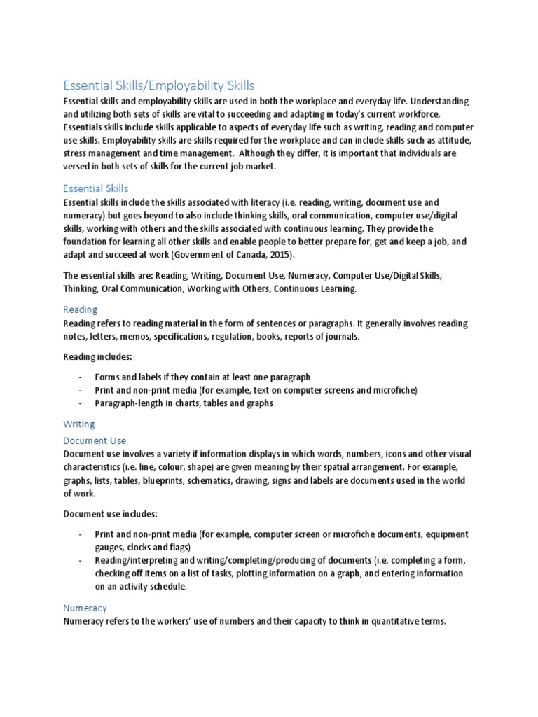 Essential and Employability Skills Report | PDF | Motivation | Motivational