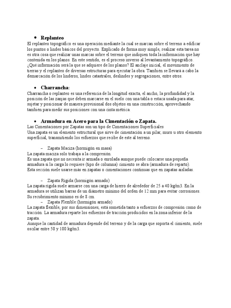 Replanteo, Charrancha y Zapata | PDF